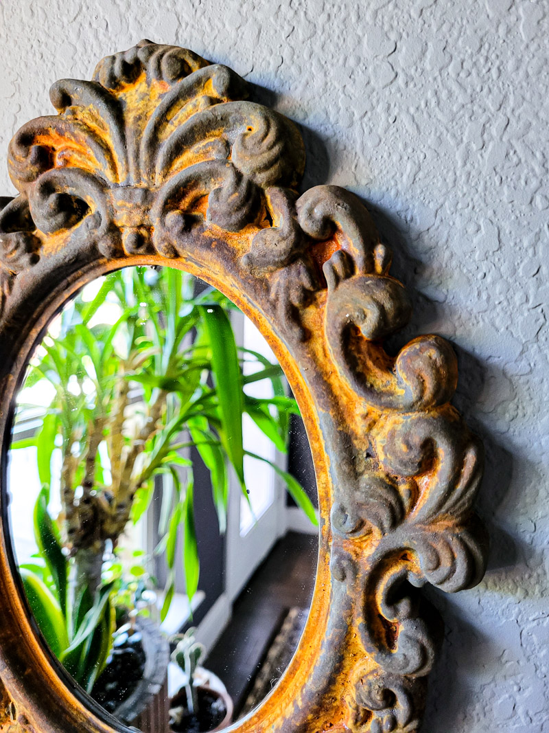 DIY Rust Effect on a Plastic Dollar Store Mirror - Kim Pepper Blog