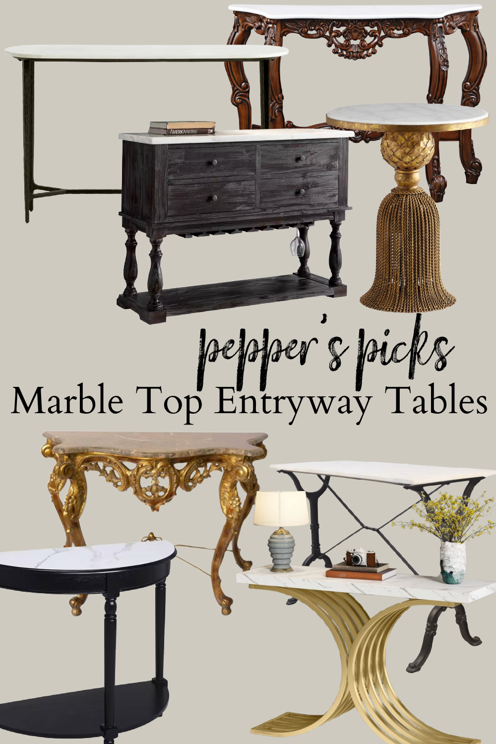 Marble Top Entryway Tables for a Vintage Vibe - Kim Pepper Blog