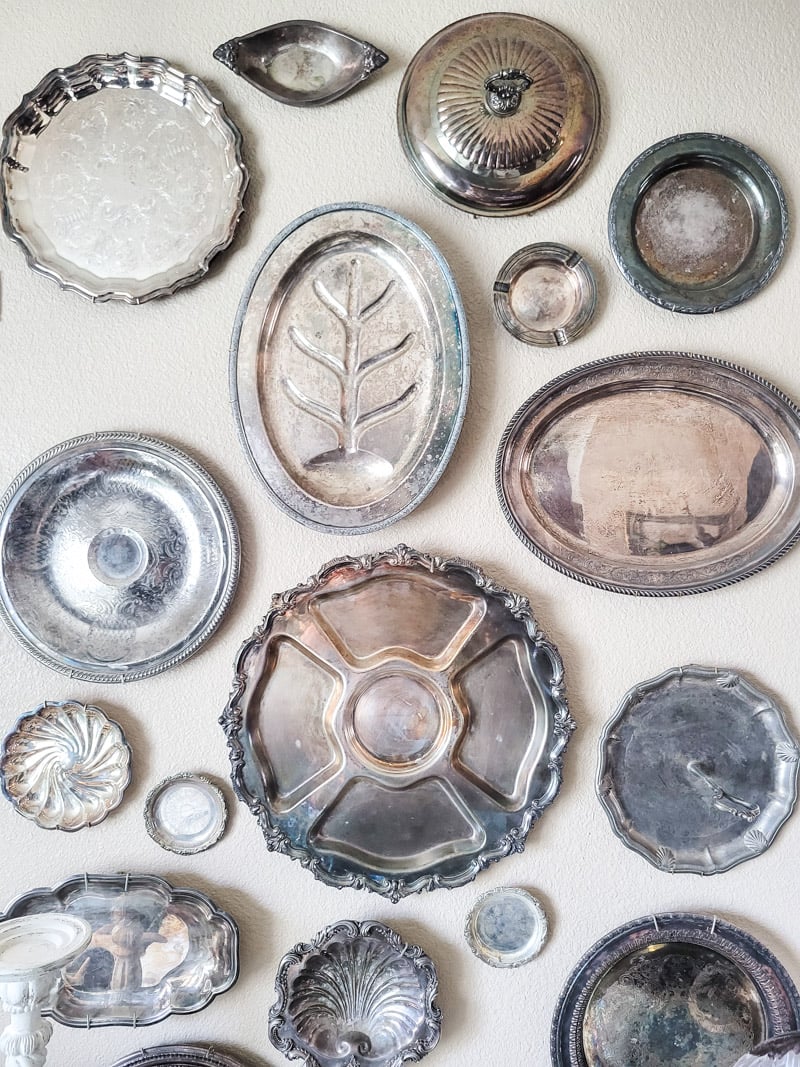 Vintage Silver Gallery Wall Display Idea: How to Hang Silver Platters ...